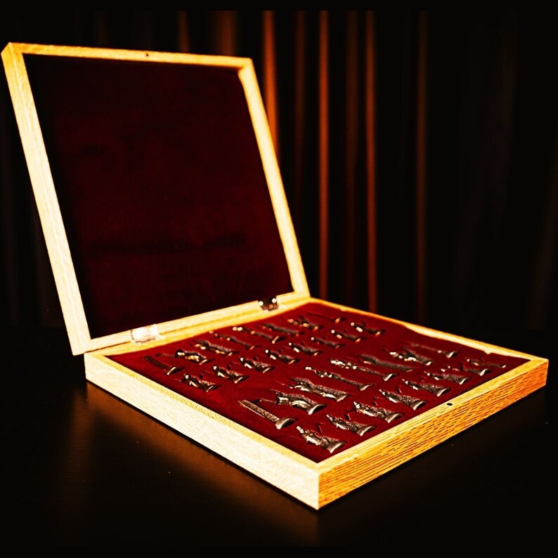 Antique Egypt Inspired Chess Set Rustic Walnut Patterned MDF Chess ...