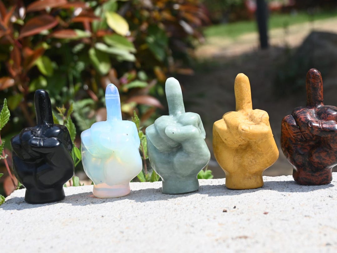 3.1'' Natural Crystal Middle Finger,quartz Crystal Middle Finger Carved ...