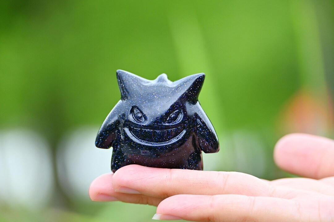 1.9'' Natural Blue Gold Sand Gengar,crystal Gengar Carved,quartz ...