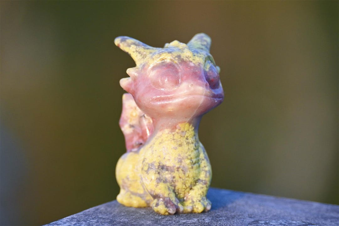 2.4'' Natural Hand Carved Sesame Stone Dragon,quartz Crystal,home Decor ...