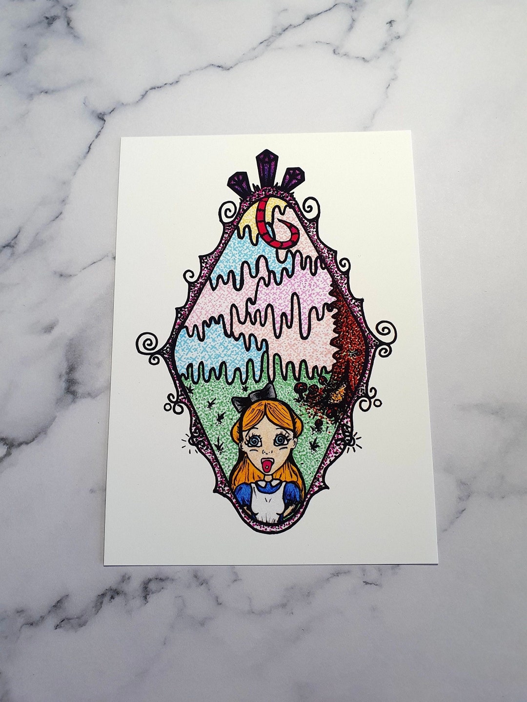 Acid Alice - Hand Drawn - A6 / A5 Print - Etsy