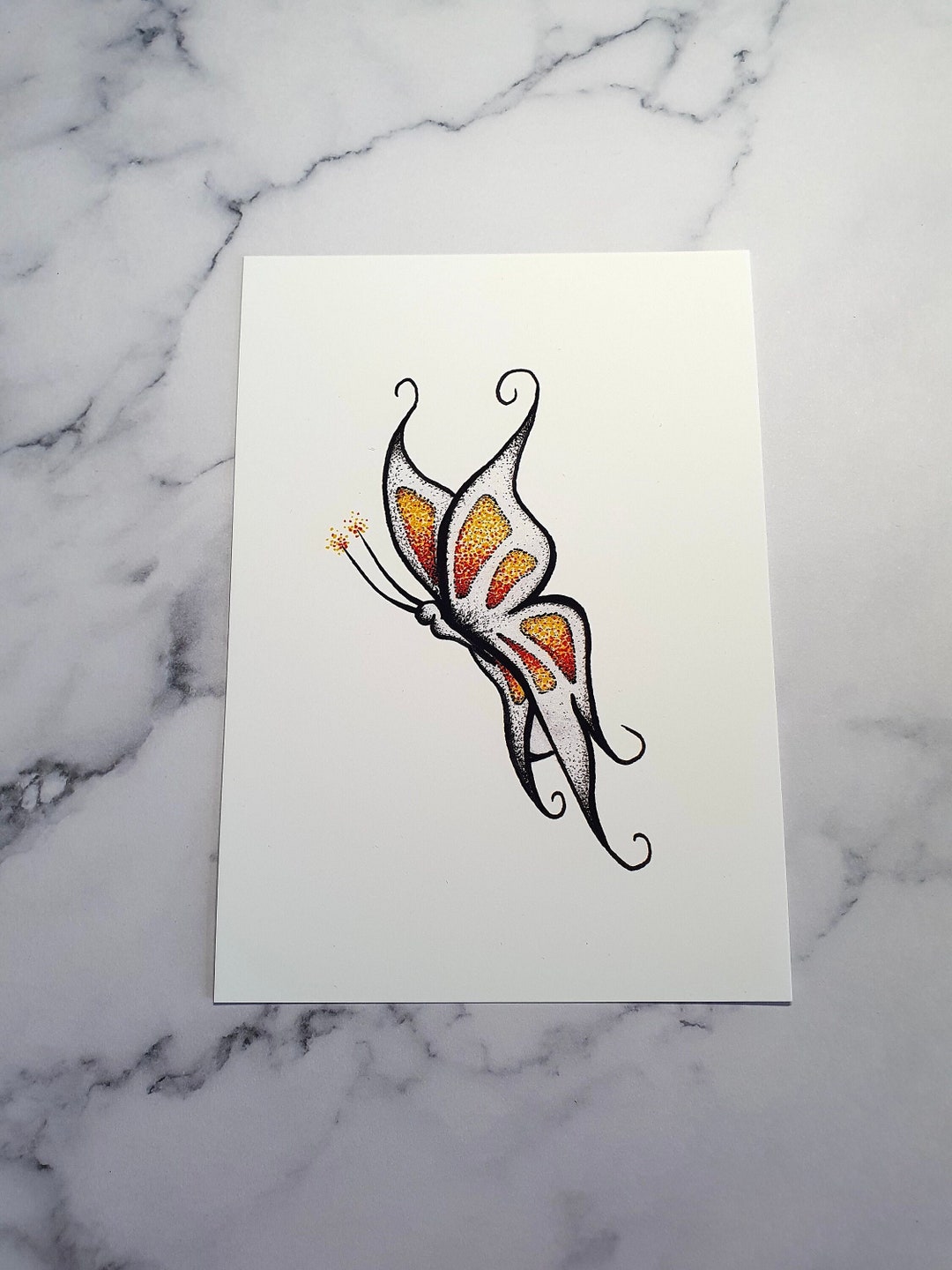 Butterfly - Hand Drawn - A6 Print - Etsy