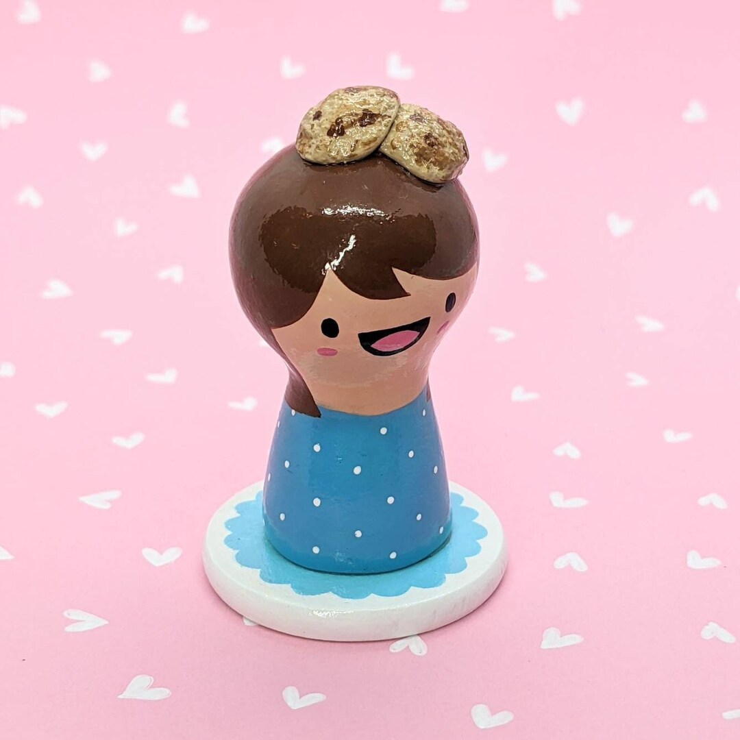 Chocolate Chip Cookie Girl Figurine - Collectible Miniature Clay Figure ...