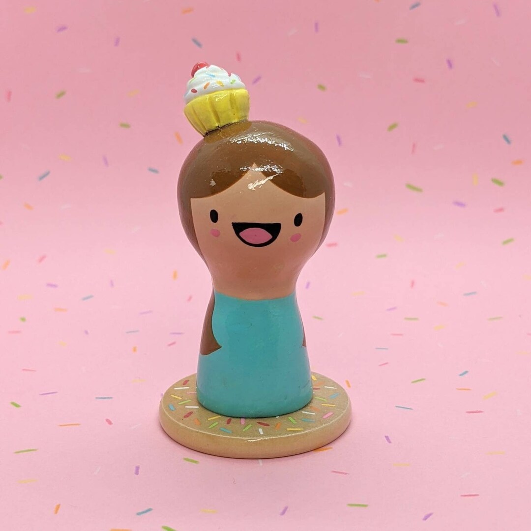 Rainbow Sprinkle Cupcake Girl Figurine - Collectible Miniature Clay ...