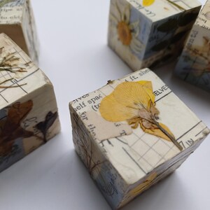 Six Collaged Cubes, Art Cubes, Collaged Blocks, Collage on Wood - Etsy