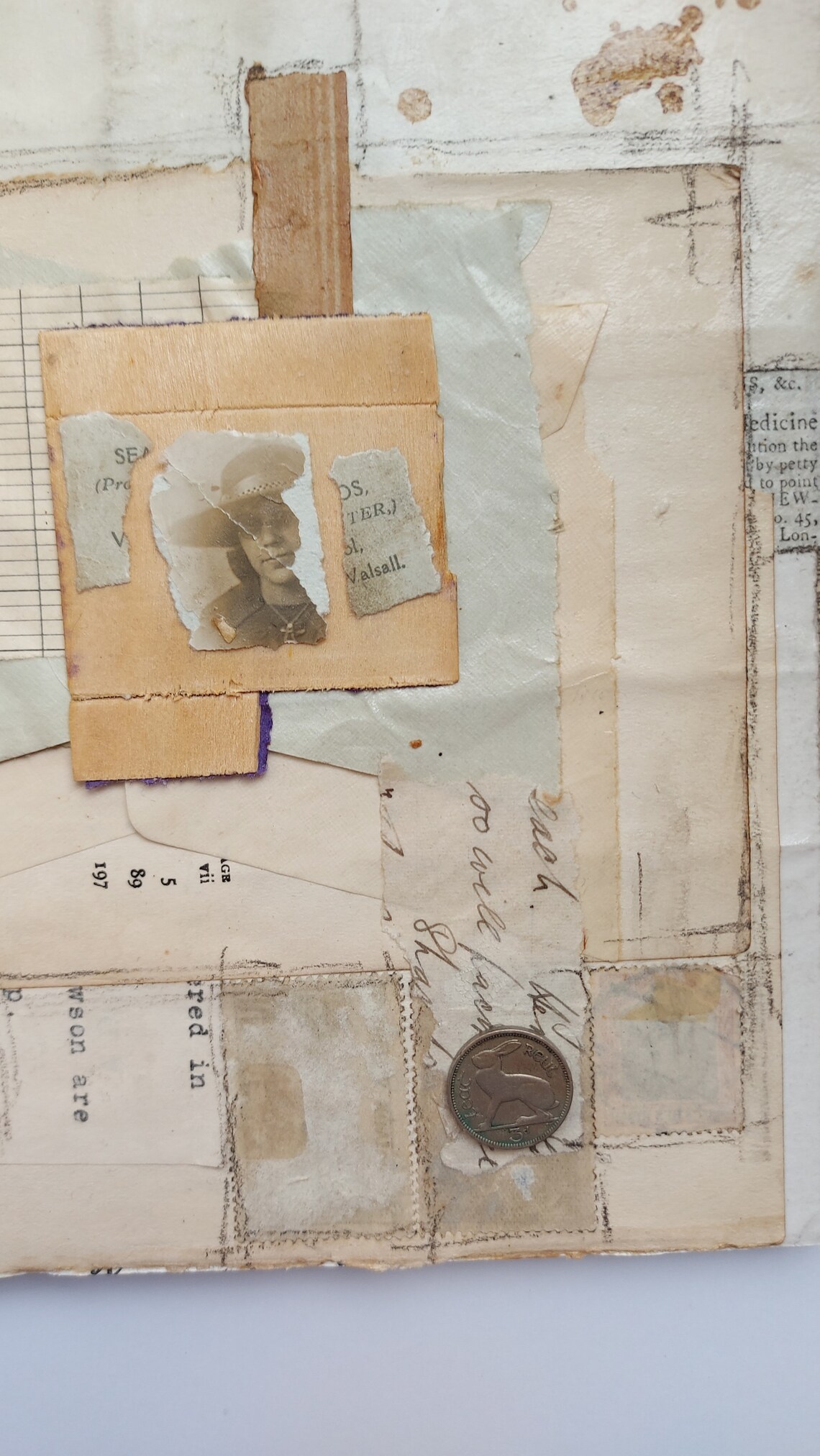 Handmade Collage, Original Collage Art, Mixed Media, Vintage Papers ...