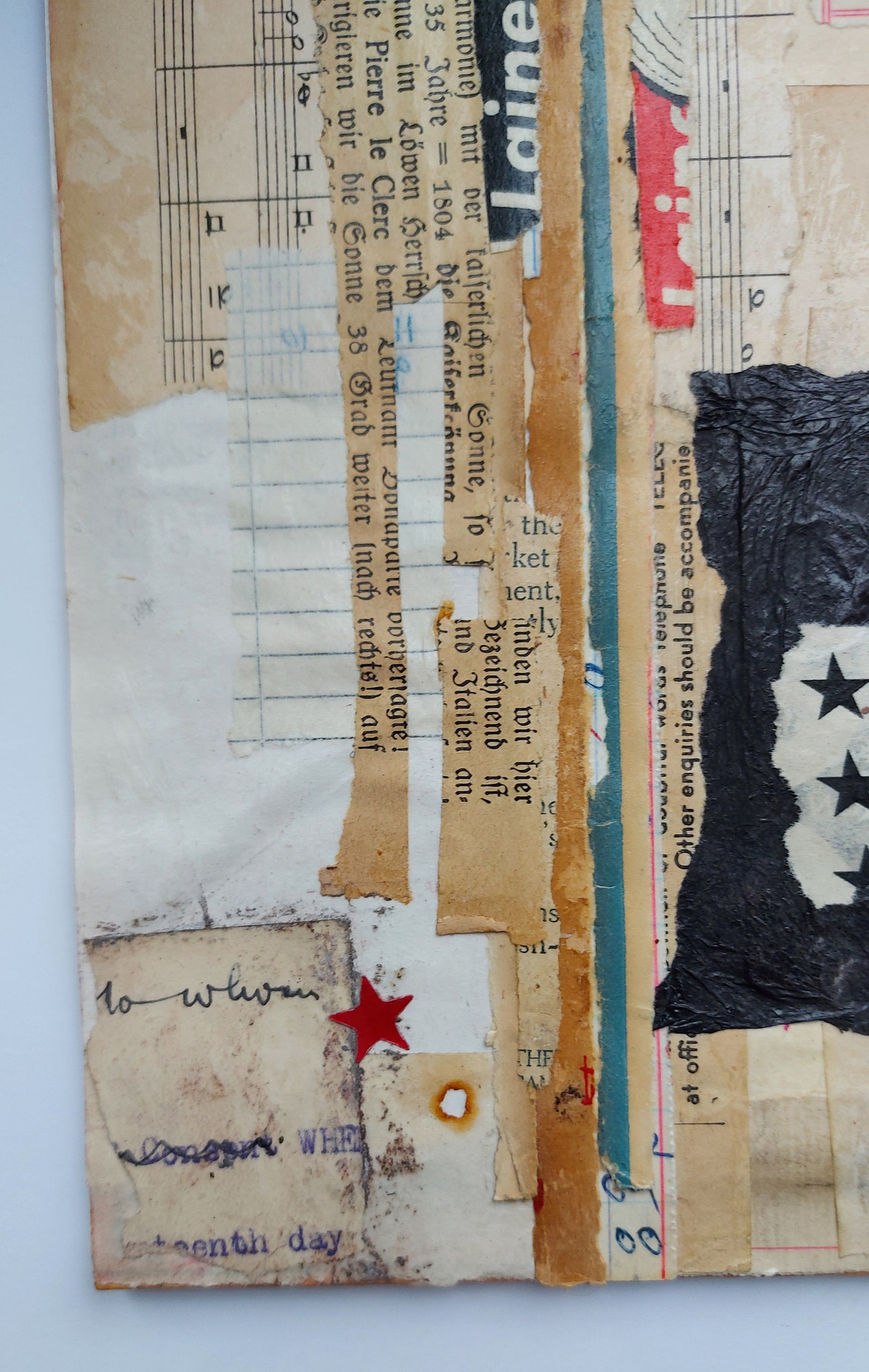 Retro Style Original Collage, Handmade, Mixed Media, Vintage Papers, On