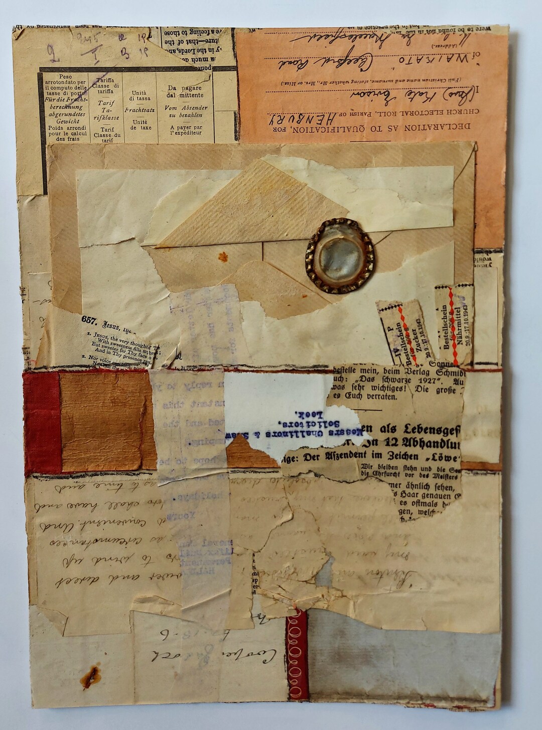 Handmade Original Collage, Vintage Style, Mixed Media, Vintage Papers ...