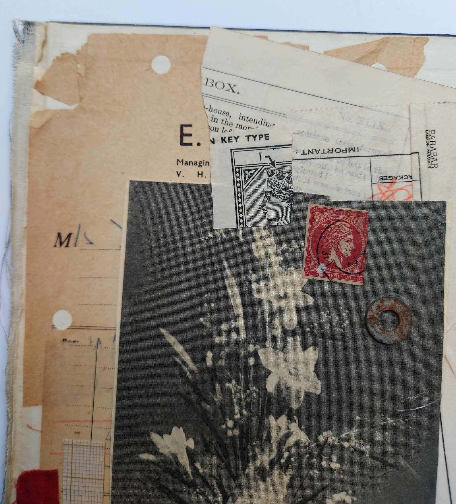 Original Collage Art, Mixed Media, Vintage Papers, Vintage Book Cover ...
