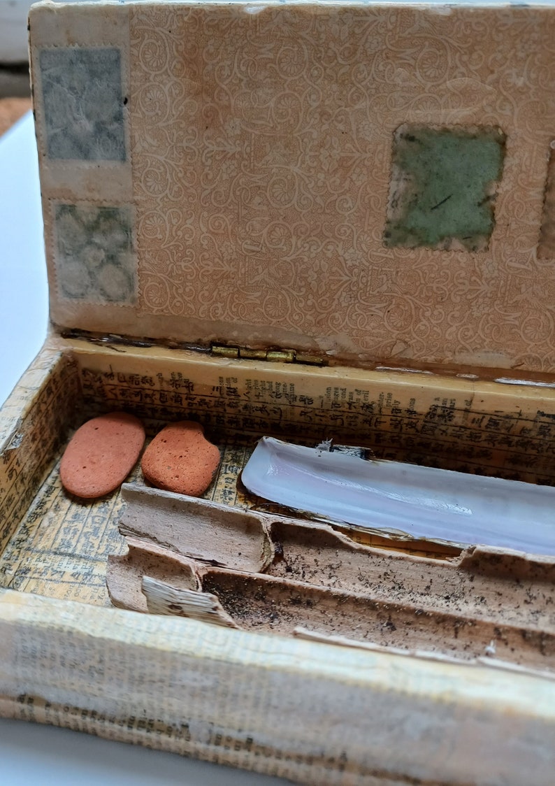 Collage, Altered Box, Assemblage, Vintage Papers, Wooden Box - Etsy