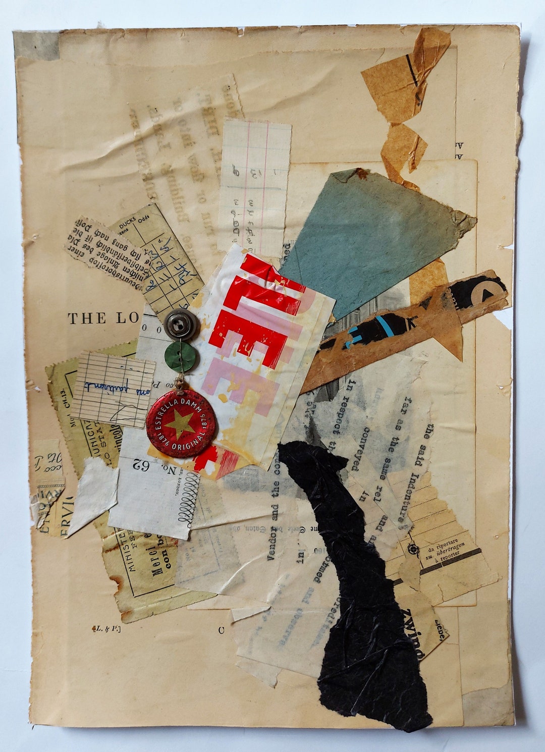 Retro Style Original Handmade Collage, Vintage Papers, Mixed Media - Etsy