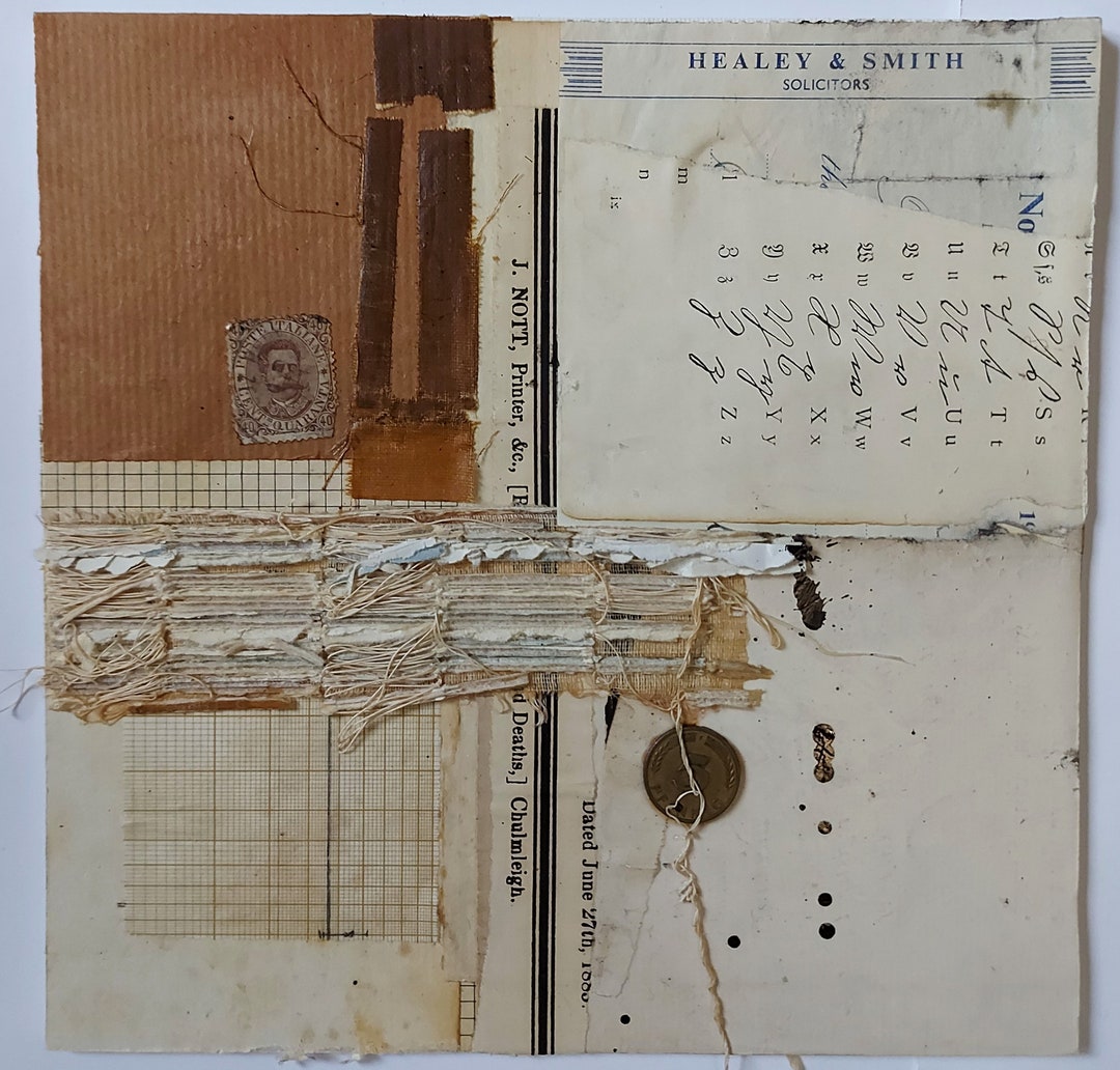 Handmade Original Collage Art, Mixed Media, Vintage Papers, Canvas ...