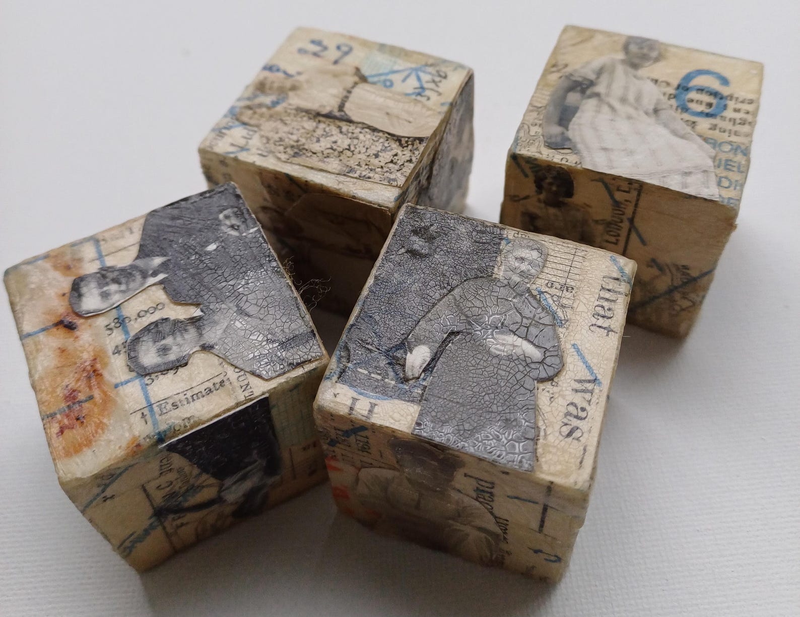 Original Collage Art, Art Cubes, Art Blocks, Assemblage, Mixed Media ...