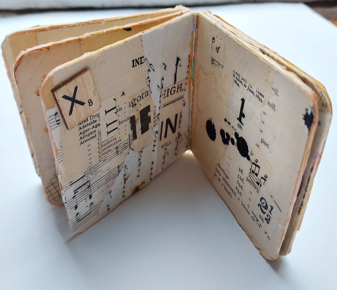 Collage on Board Book, Handmade, Mini Board Book Collage, Mixed Media ...