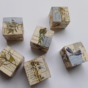 Six Collaged Cubes, Art Cubes, Collaged Blocks, Collage on Wood - Etsy