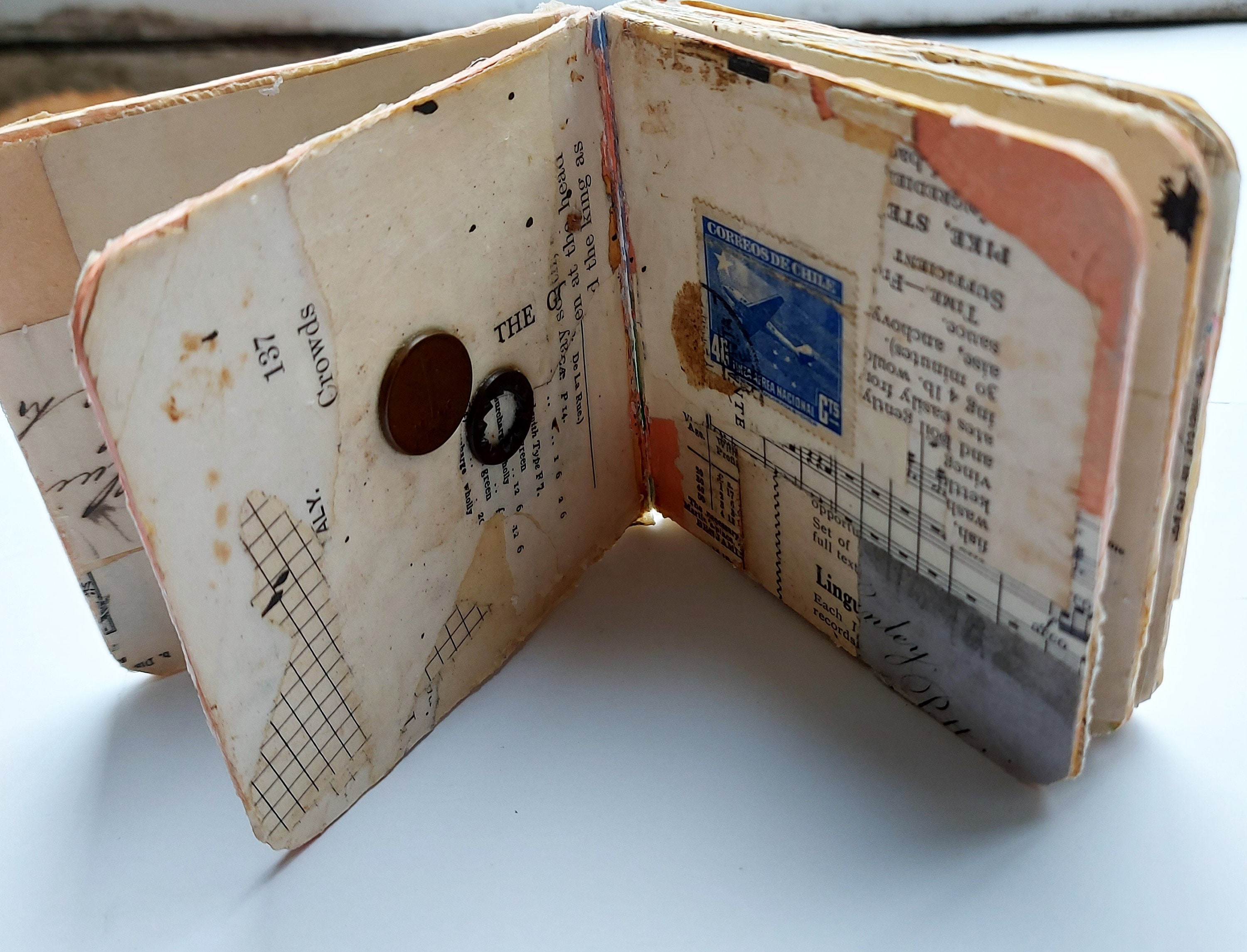 Collage on Board Book, Handmade, Mini Board Book Collage, Mixed Media ...