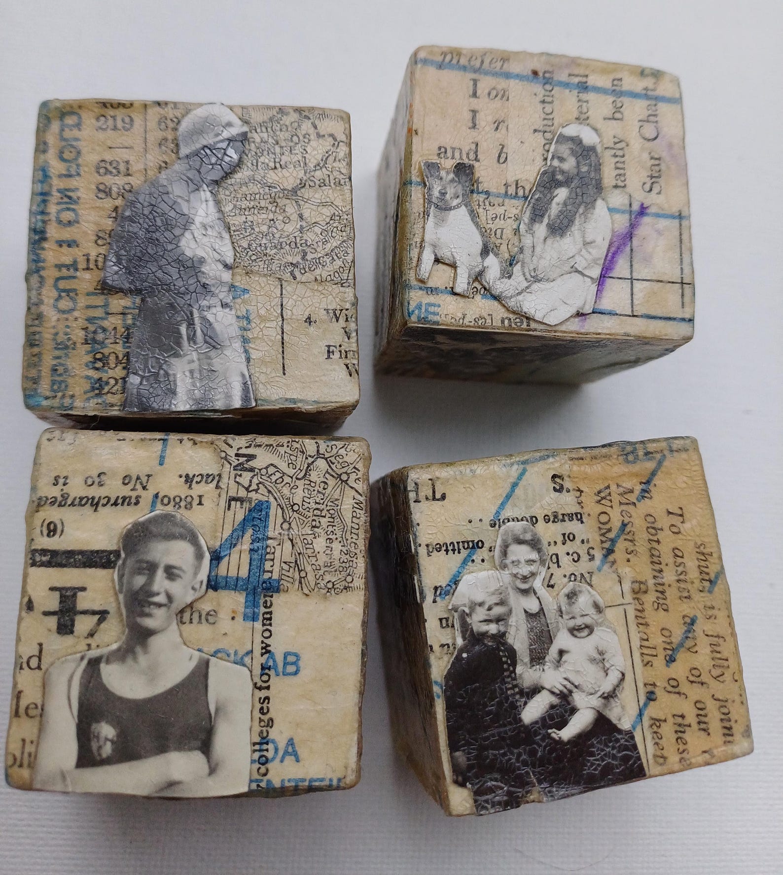 Original Collage Art, Art Cubes, Art Blocks, Assemblage, Mixed Media ...