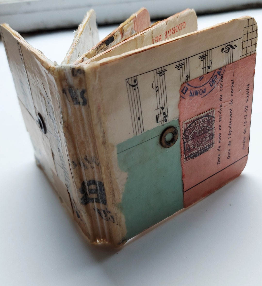 Collage on Board Book, Handmade, Mini Board Book Collage, Mixed Media ...