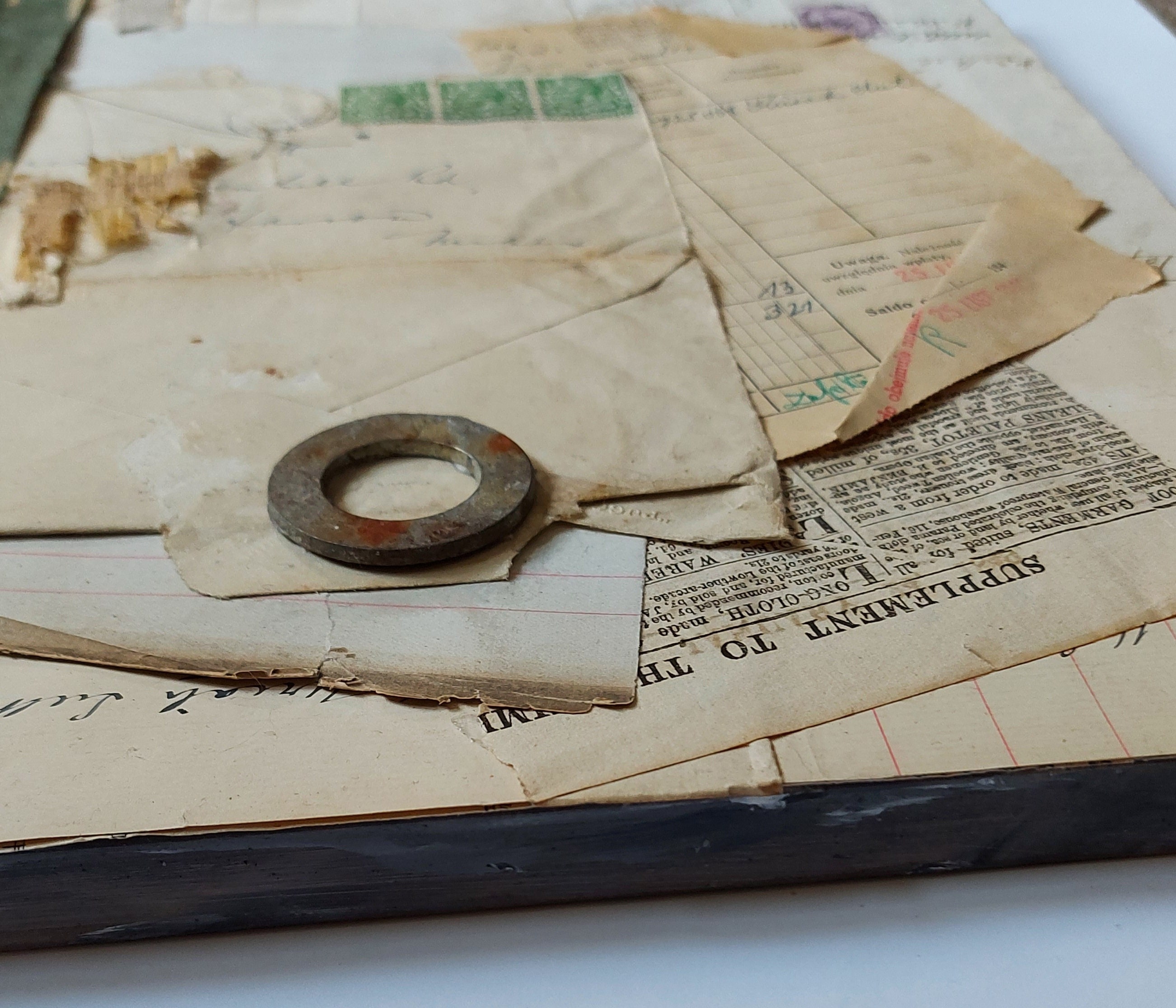 Original Collage Art, Handmade, Vintage Papers, Retro Style, Cradled ...