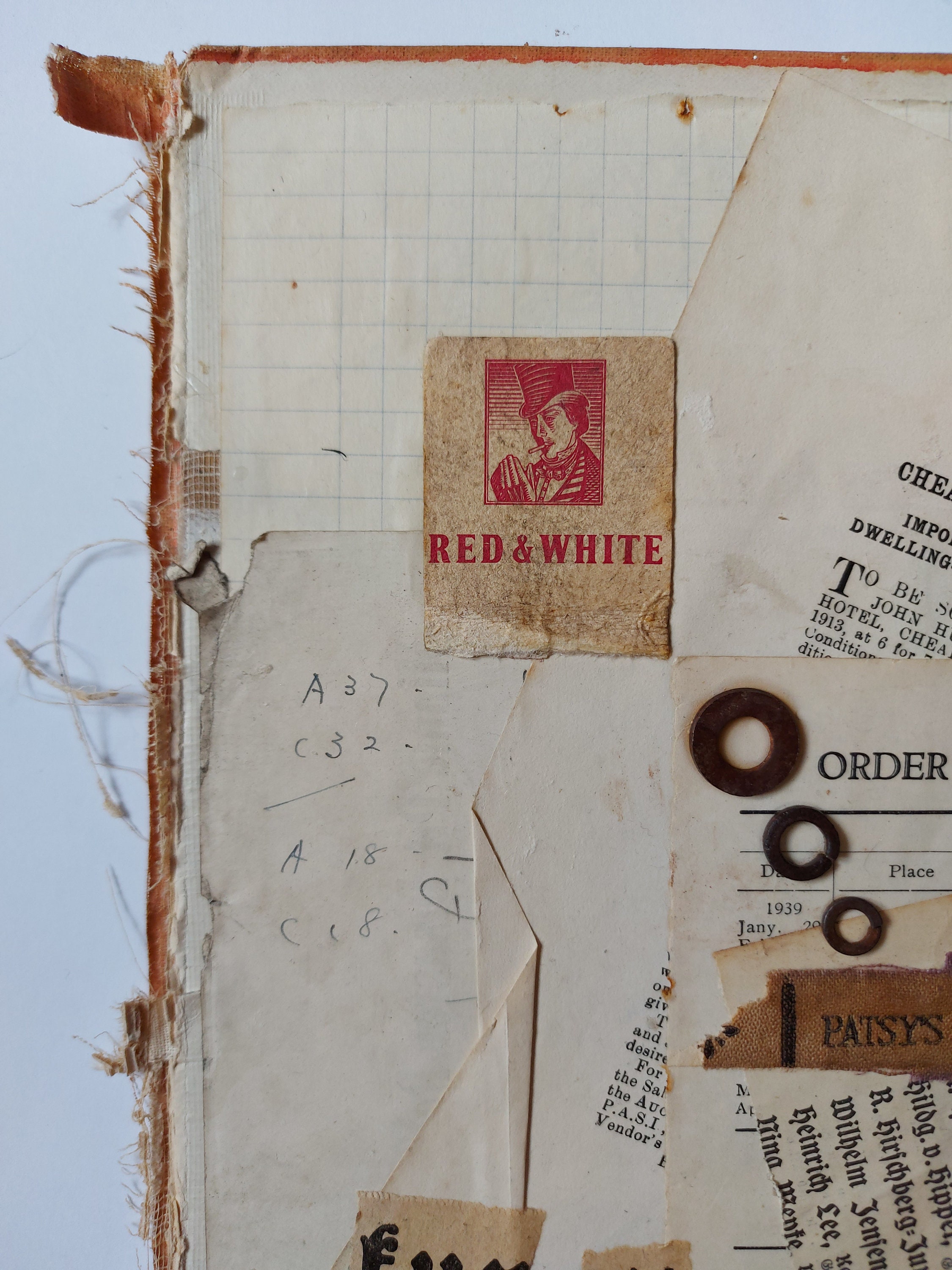 Original Handmade Collage, Vintage Papers, Vintage Book Cover, 28cm X ...