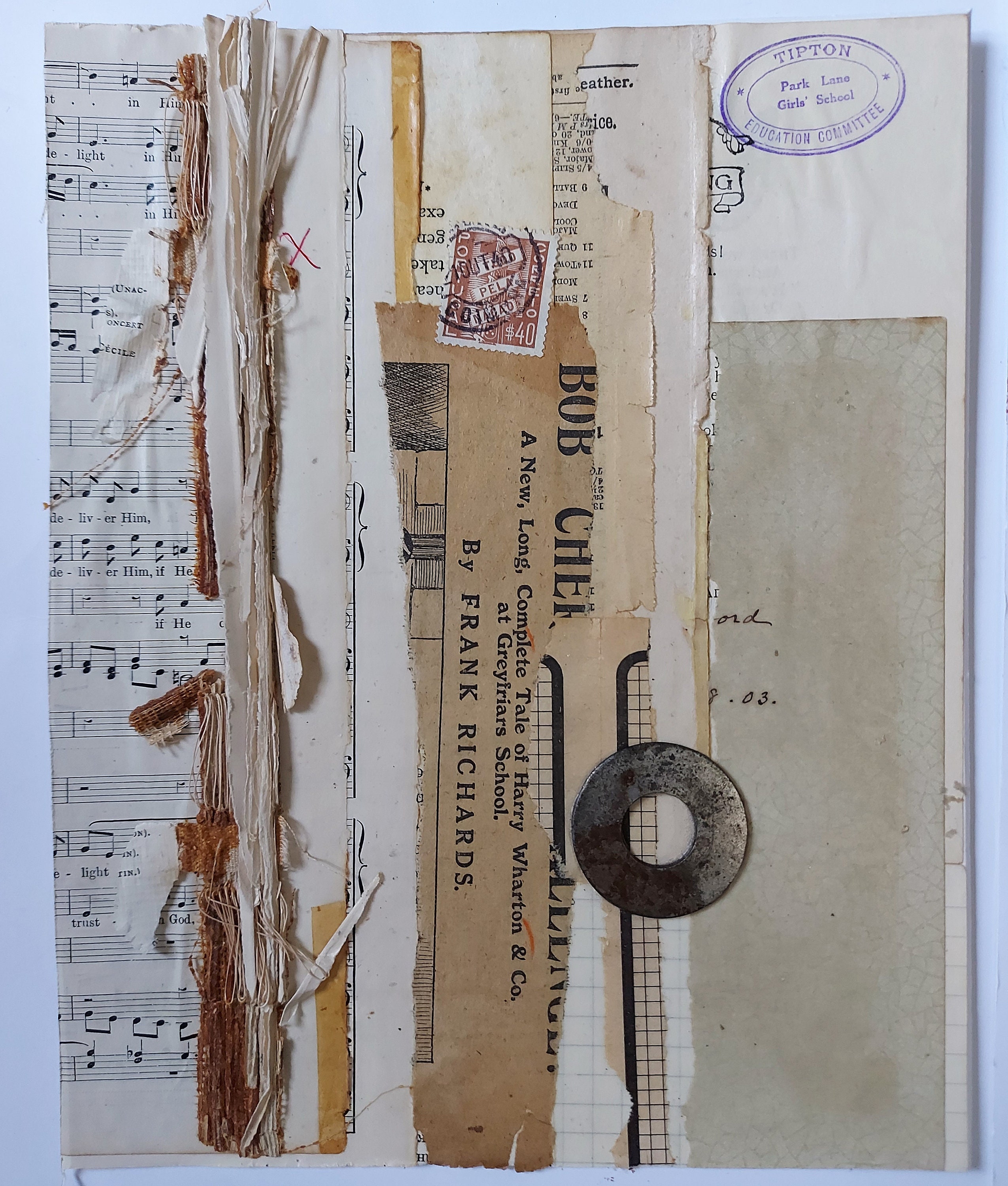 Original Collage Art, Mixed Media, Vintage Papers, Mount Board - Etsy