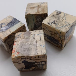 Original Collage Art, Art Cubes, Art Blocks, Assemblage, Mixed Media ...