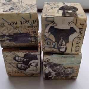 Original Collage Art, Art Cubes, Art Blocks, Assemblage, Mixed Media ...
