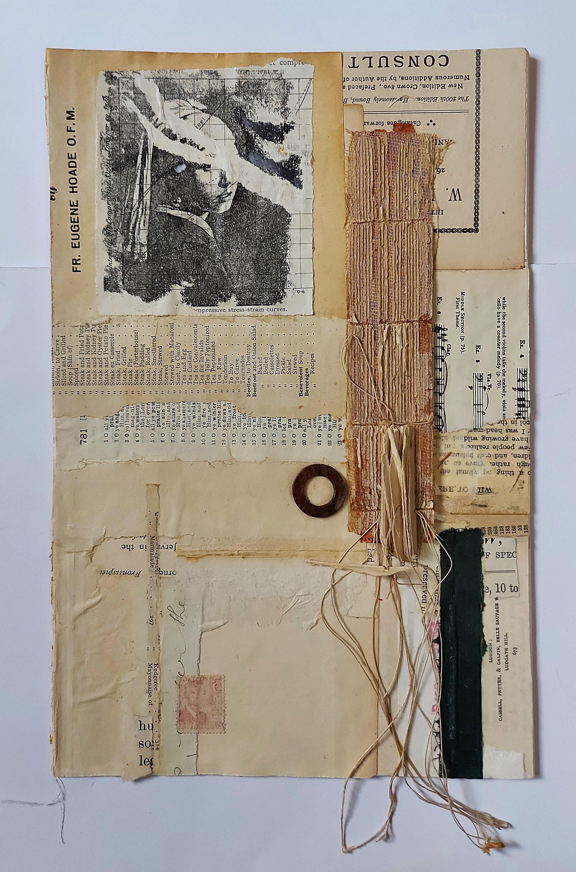 Original Collage Art, Handmade, Mixed Media, Vintage Papers, 20cm X ...