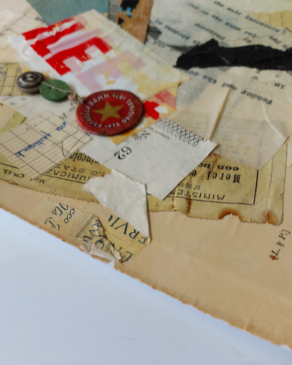 Retro Style Original Handmade Collage, Vintage Papers, Mixed Media - Etsy