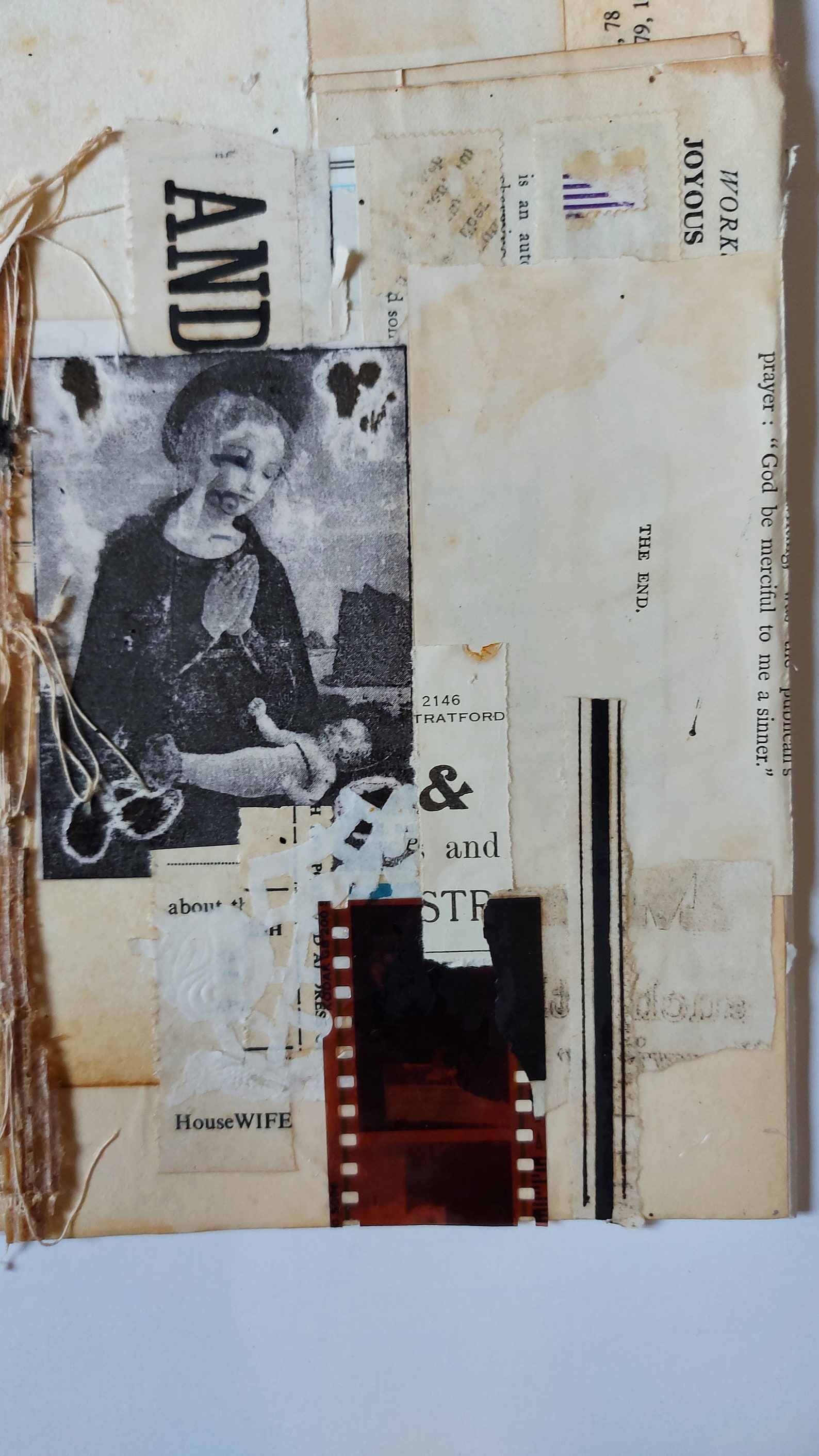 Original Collage Art, Handmade, Retro Style, Vintage Papers, Mountboard ...