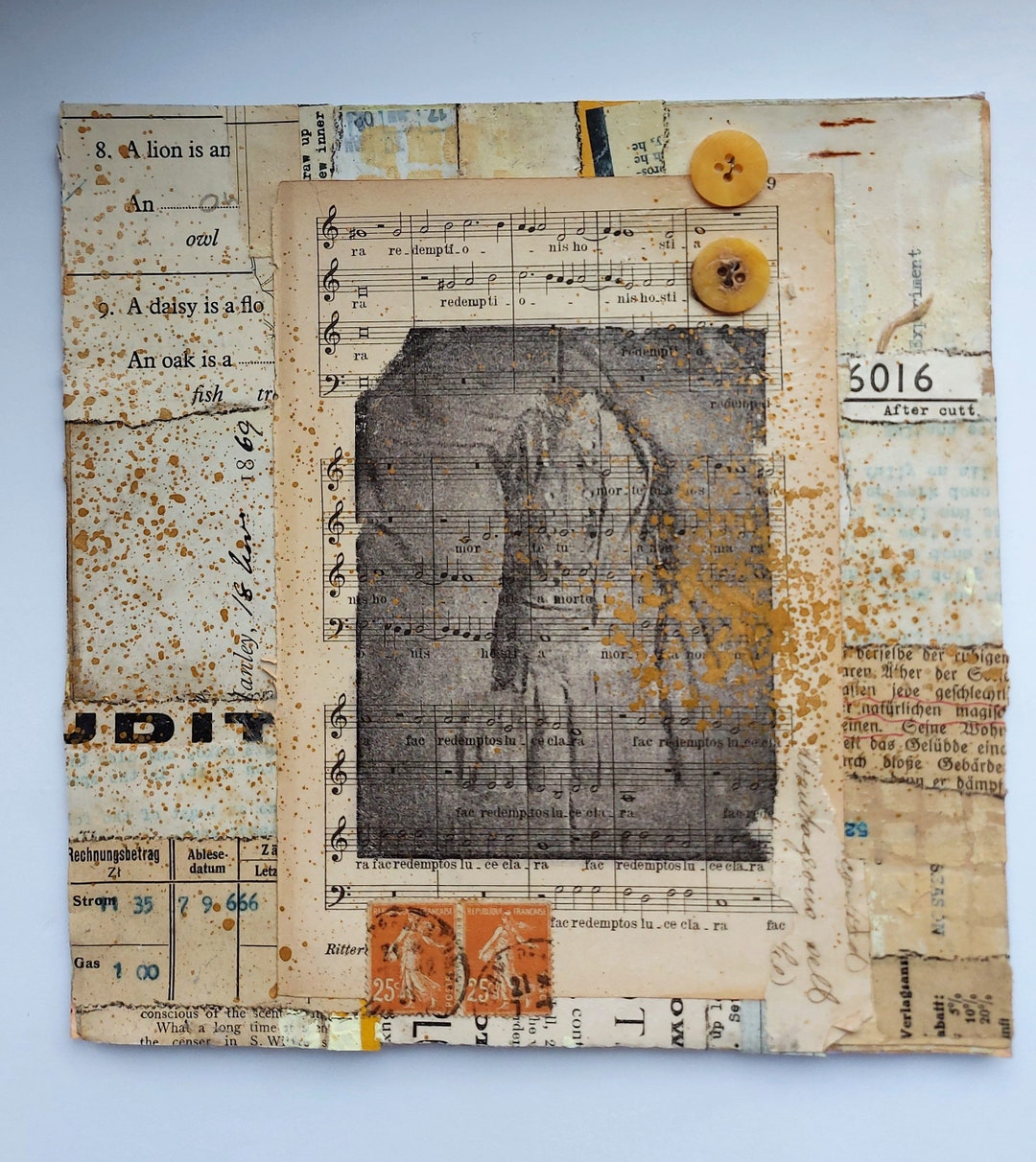 Original Handmade Collage, Mixed Media, Retro Style, Vintage Papers - Etsy