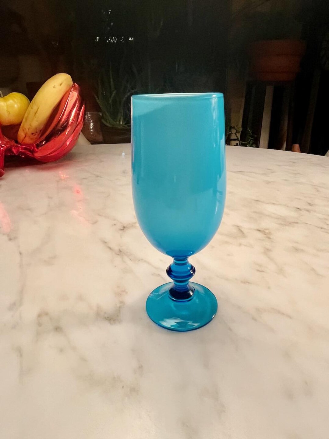 Carlo Moretti Champagne Glass Flute, Turquoise Blue Cased Moretti, 1 ...