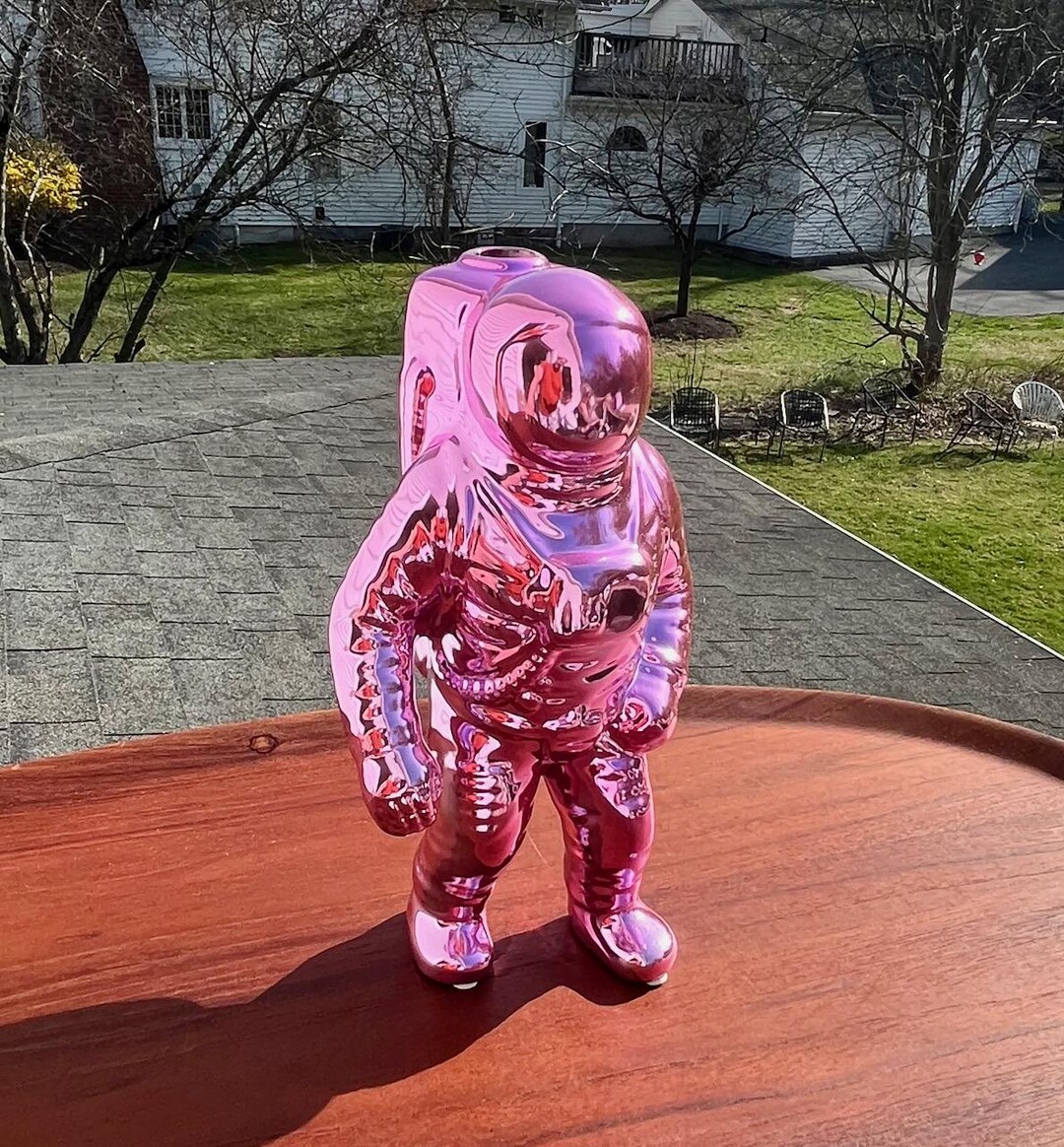 Pink Metallic Moonwalker Vase, Spaceman Vase, Retro Space Suit, Art ...