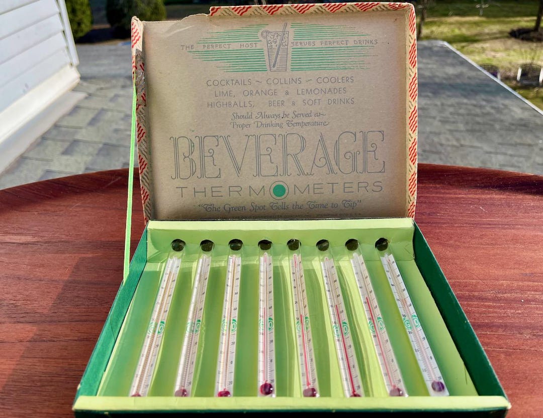 Vintage Cocktail Stirrer, Drink Stirrers, 1940s Beverage Thermometer ...