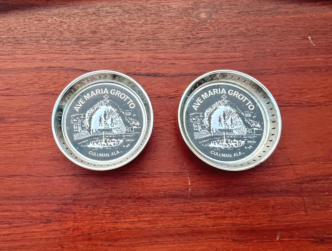 Ave Maria Grotto Souvenir Coasters Stainless Steel Black, With Pierced ...