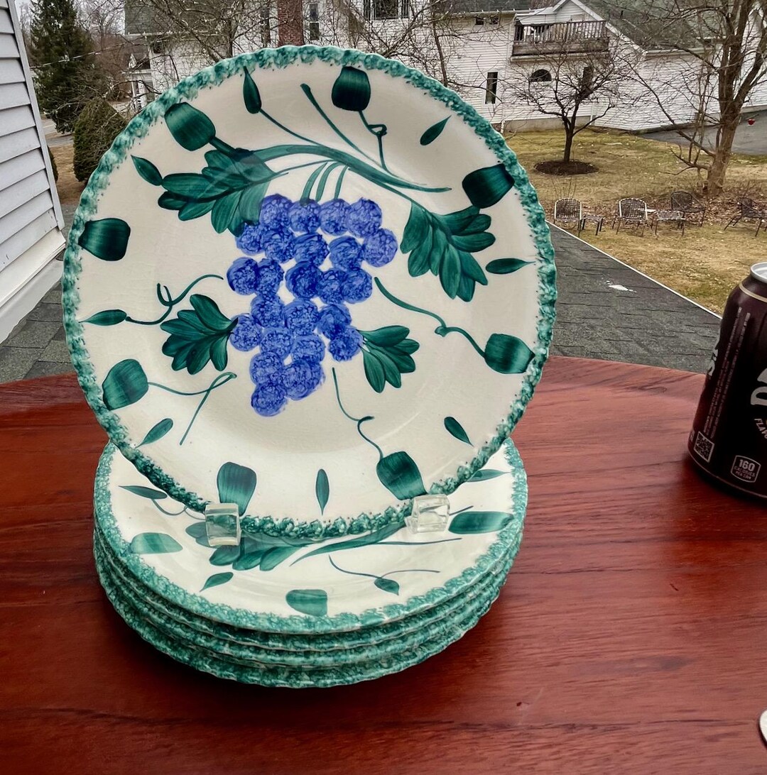 Vtg Southern Potteries Plates, SPI Grape Plates, 8" Plates X 6, Salad ...