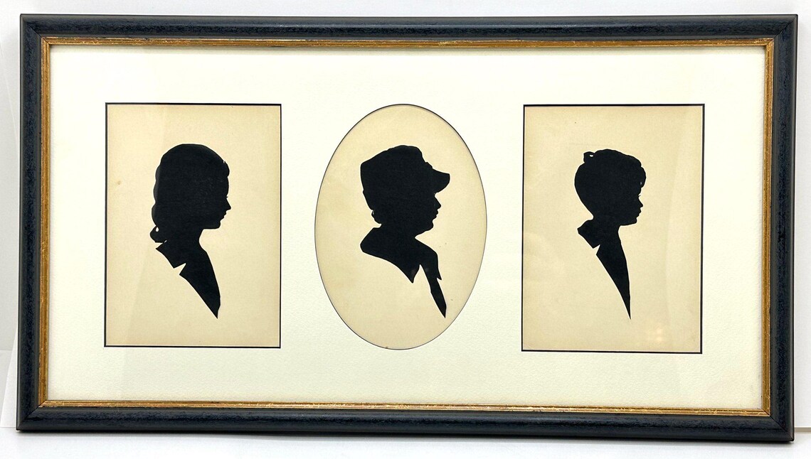 Antique Silhouette Portraits, 3 Silhouettes, Triple Portrait, Family ...