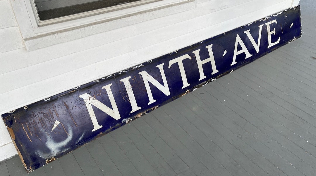 NYC SUBWAY SIGN Antique Circa 1903, Blue and White Porcelain Enamel 9 ...