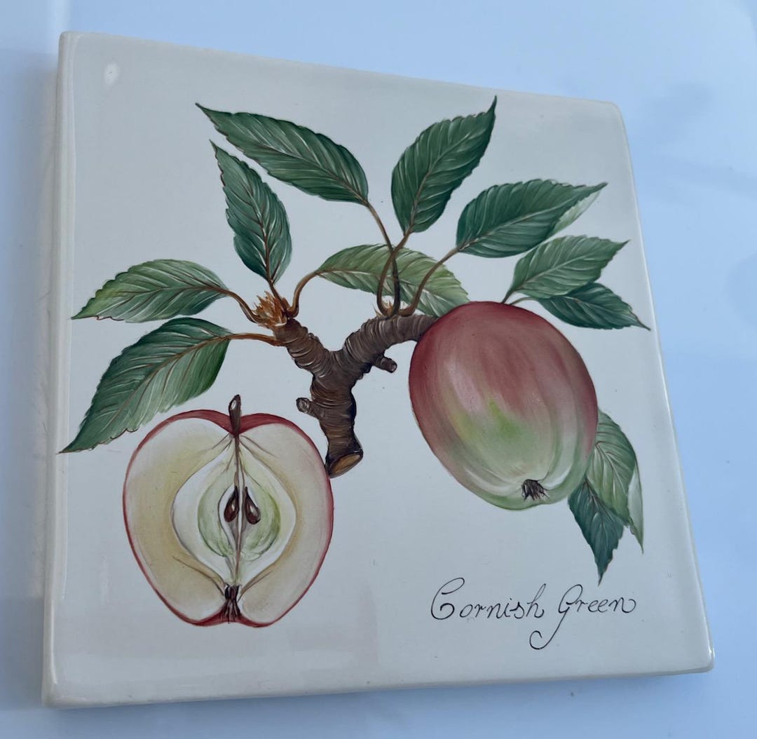 Apple Tile 6 X 6 Nikosa of California NOS cornish Green, Hand Painted ...