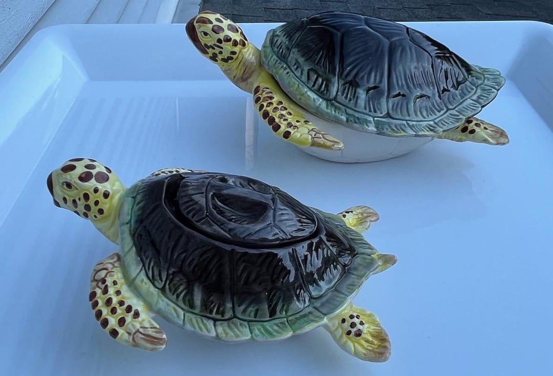 Majolica Turtles, Ceramic Turtle, Sugar Creamer, VTG, OCI Korea, Two ...