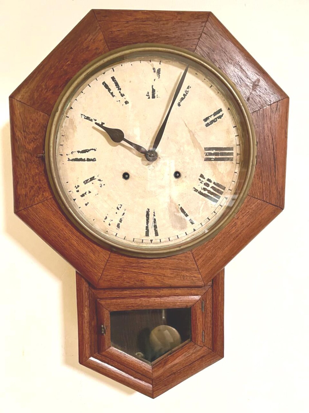 Antique 1883 Schoolhouse Regulator Clock, Ansonia A Antique Clock ...