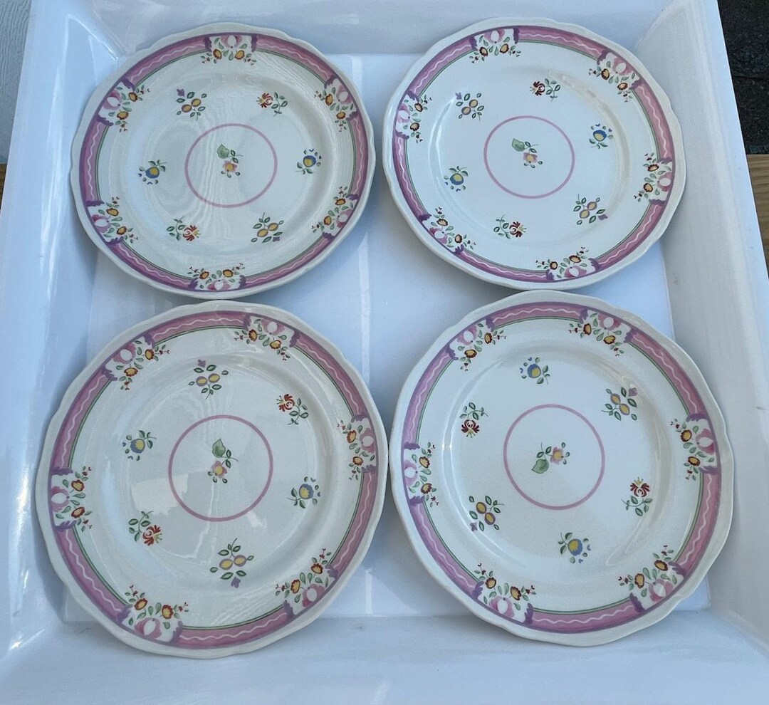 4 Laura Ashley alice Plates England Floral Pink Band Salad Desert ...