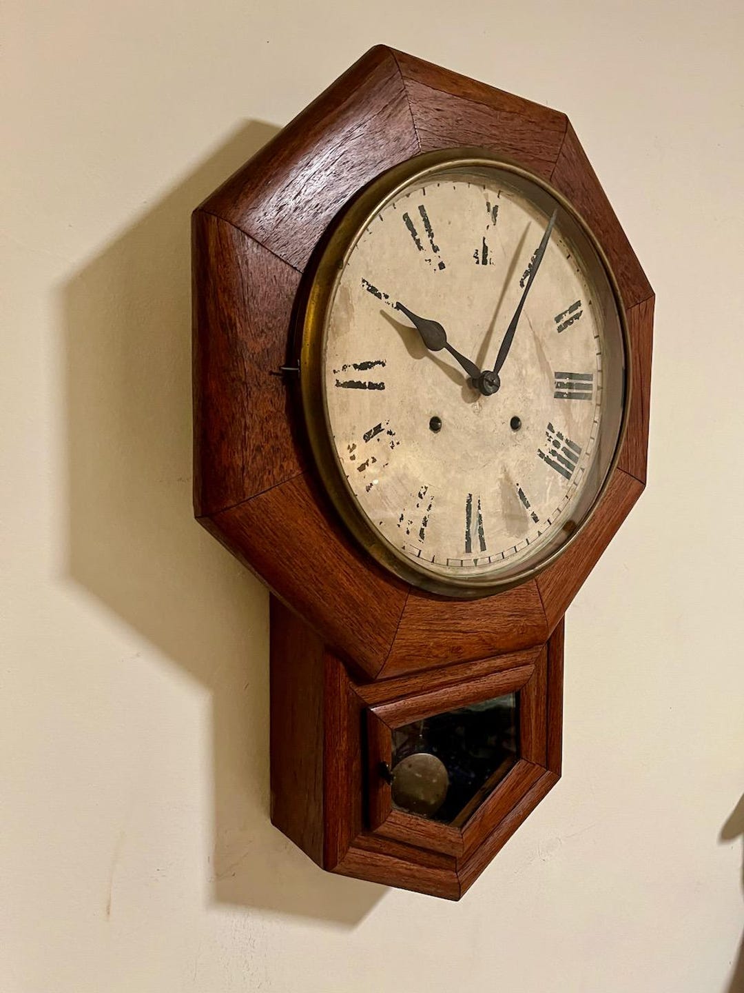 Antique 1883 Schoolhouse Regulator Clock, Ansonia A Antique Clock ...