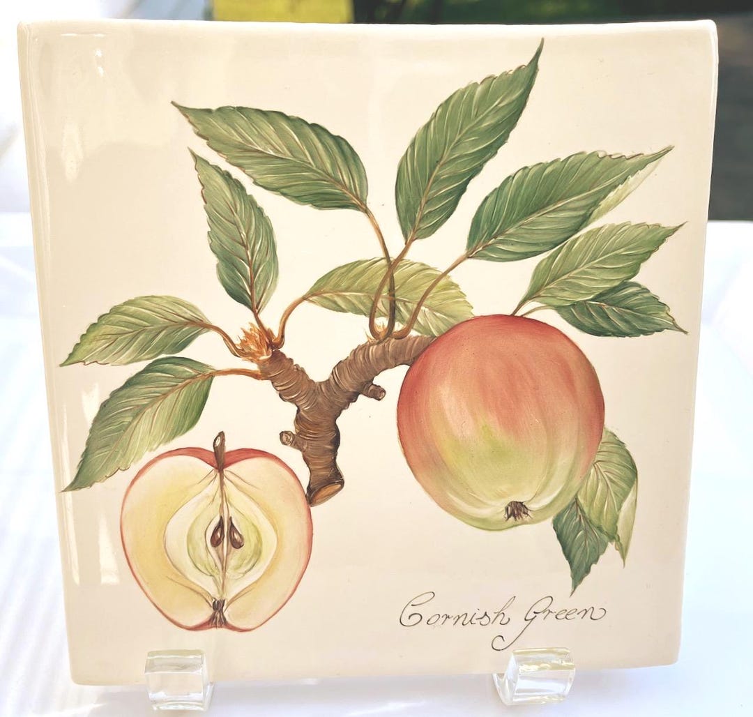 Nikosa "cornish Green" Apple Tile 6" X 6" NOS "cornish Gilli Flower ...