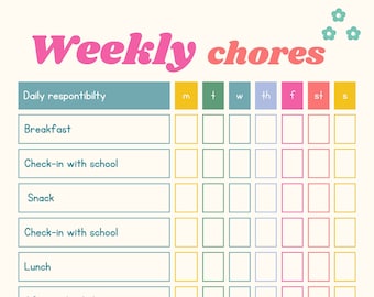 Weekly Chores Planner Checklist Weekly and Daily Planner Chores ...