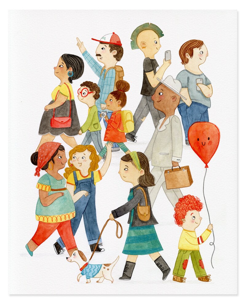 Fine Art Print Colorful Crowd Cute Multicultural Art Print - Etsy