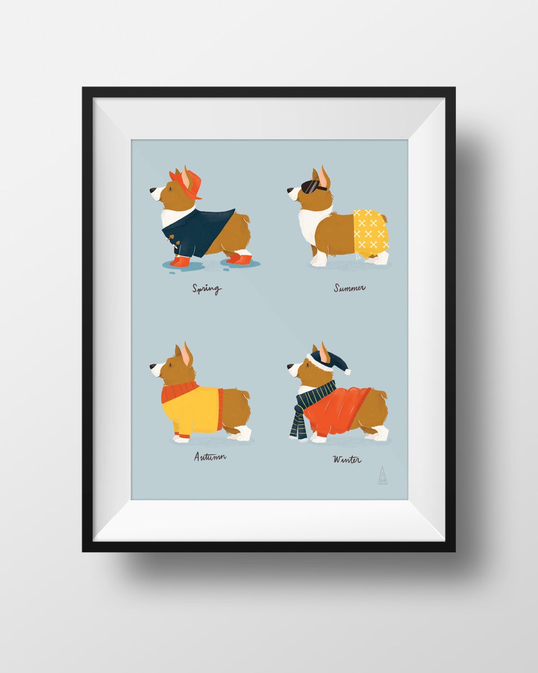 Fine Art Dog Print - Seasonal Corgi Illustration • Cute Pembroke Art ...