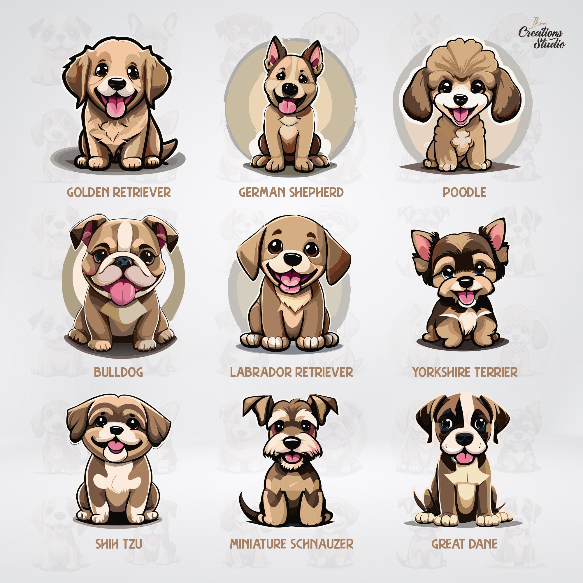 Cute Baby Dog Breeds PNG & SVG Bundle, 18 High-quality 300DPI Images ...