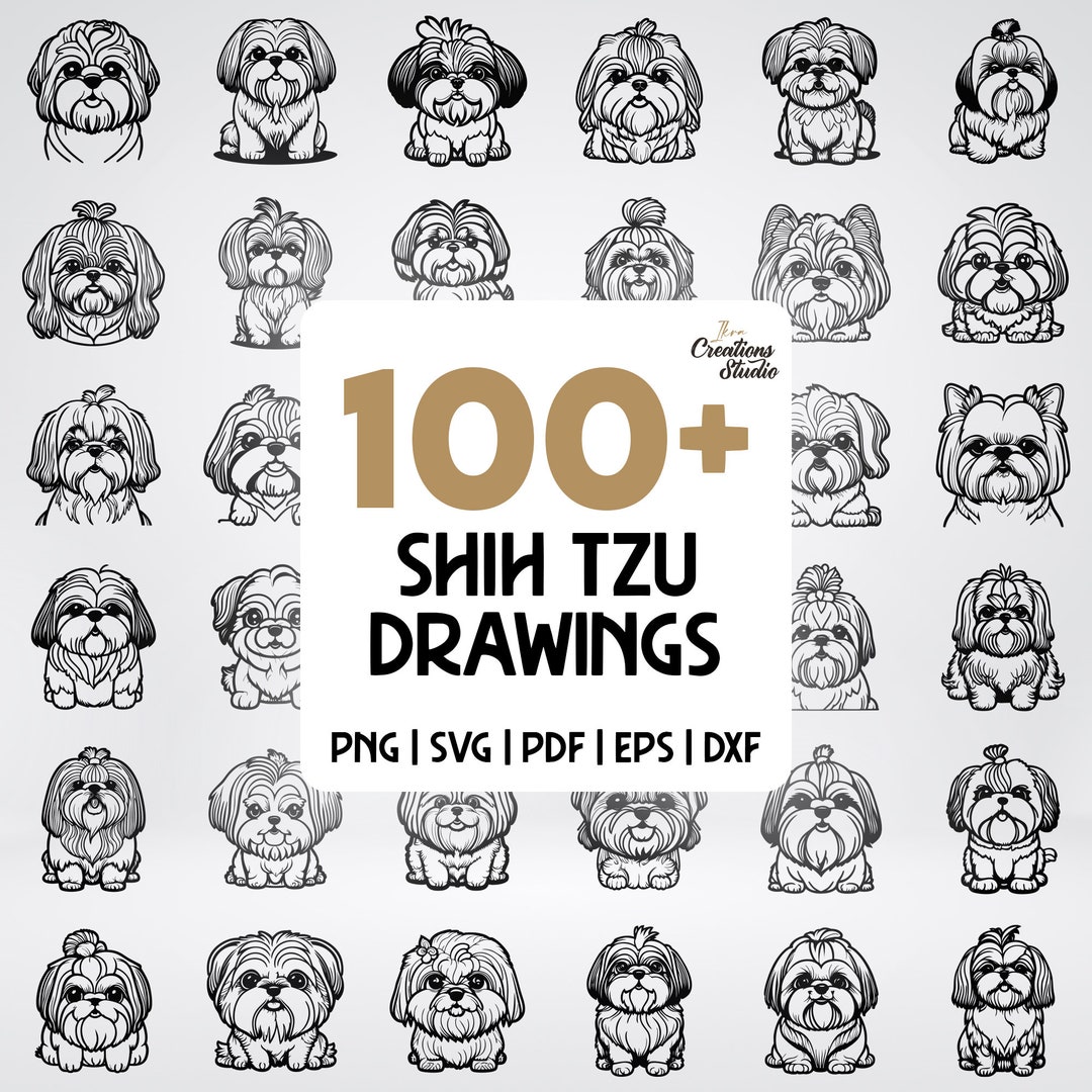 100+ Shih Tzu Drawings, Shih Tzu SVG & PNG Mega Bundle, Gift for Dog ...