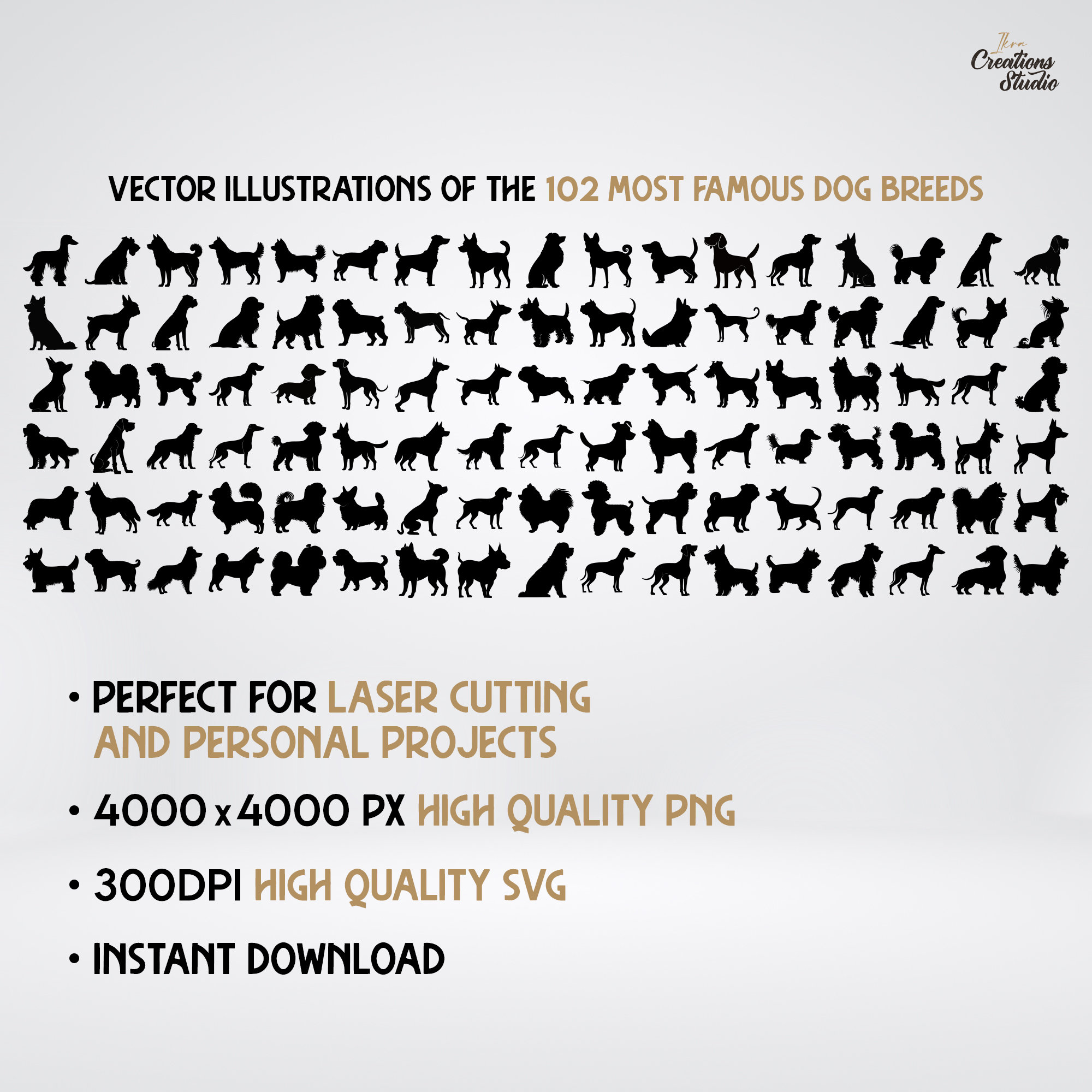 100 Dog Breed Silhouettes, Personalized Dog Silhouette, Dog Breed SVG ...